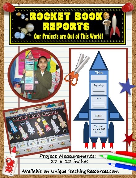 Rocket Book Report Projects: templates, worksheets, grading rubric, and ...