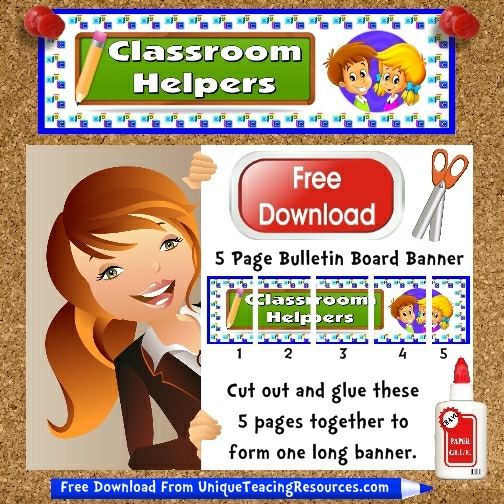 Free Classroom Helpers Bulletin Board Display Banner: 5 page banner to ...