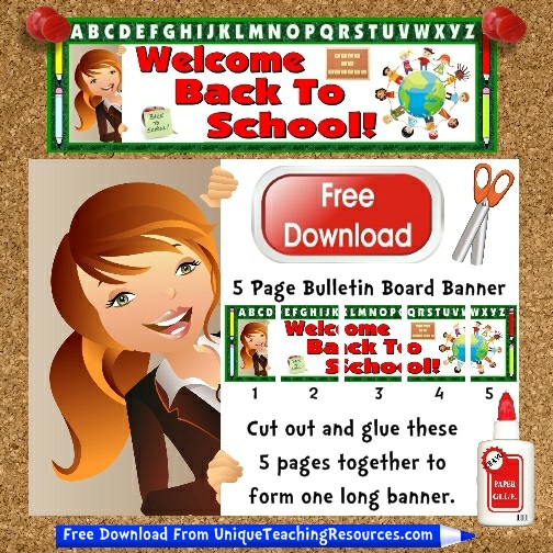 Free Welcome Back To School Bulletin Board Display Banner: Download ...