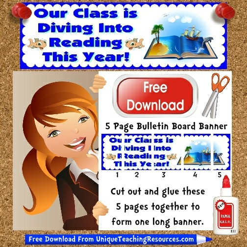 Free Dive Into Reading Bulletin Board Display Banner: Download a free 5 page banner for your ...