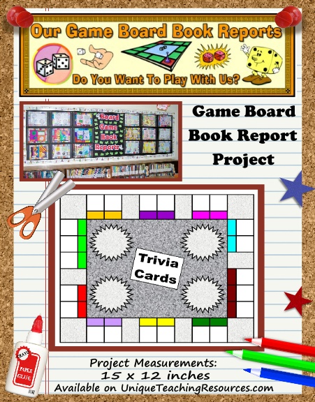 Game Board Book Report Project: templates, printable worksheets, and ...