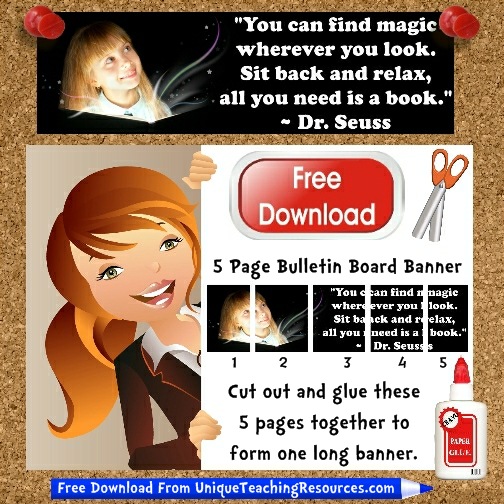 Free Dr Seuss Reading Quote Bulletin Board Display Banner: 5 page ...