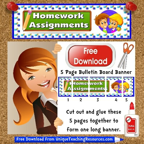 Free Homework Assignments Bulletin Board Display Banner: Free 5 page banner Free Homework Assignments Bulletin Board Display Banner: Free 5 page banner