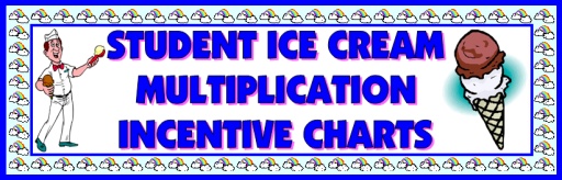 Math Multiplication Sticker Charts - Shaped Like Yummy Ice Cream Cones