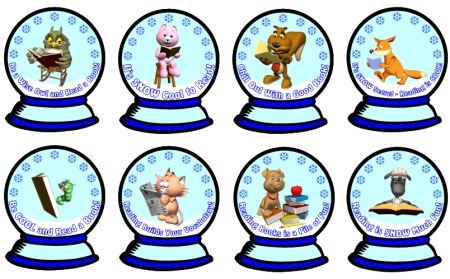 Snow Globe Reading Sticker Charts Bulletin Board Display for Winter ...