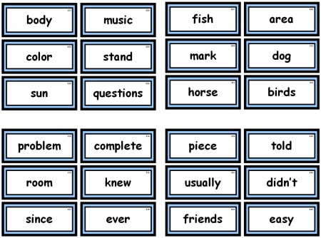 Sight Words Bingo Cards- 7th 100 Fry Sight Words, Fun Activities ...
